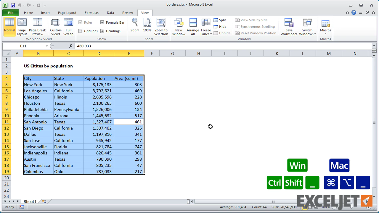 Excel Tutorial Shortcuts For Borders
